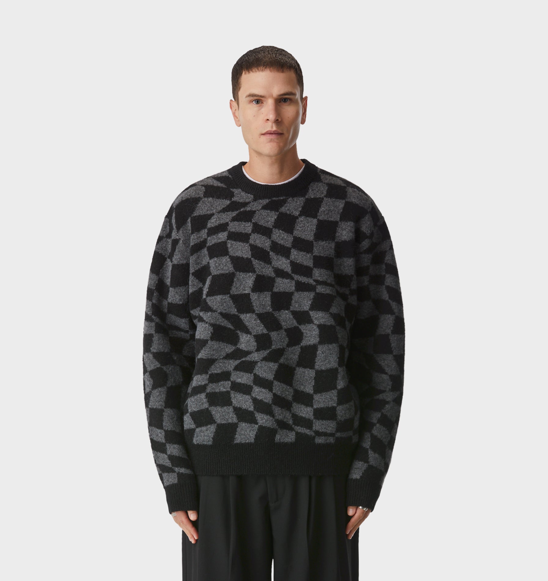 Checker Knit Sweater in Charcoal Black | I Love Ugly