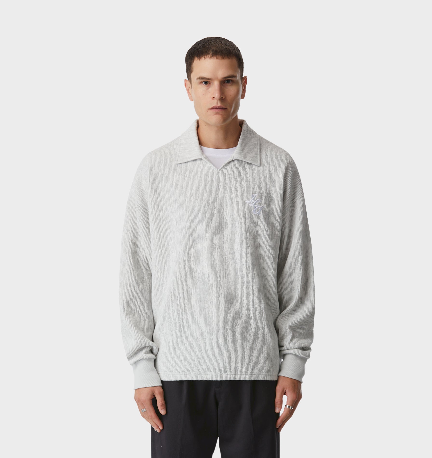 Josiah Long Sleeve Polo Shirt in Stone Marle | I Love Ugly