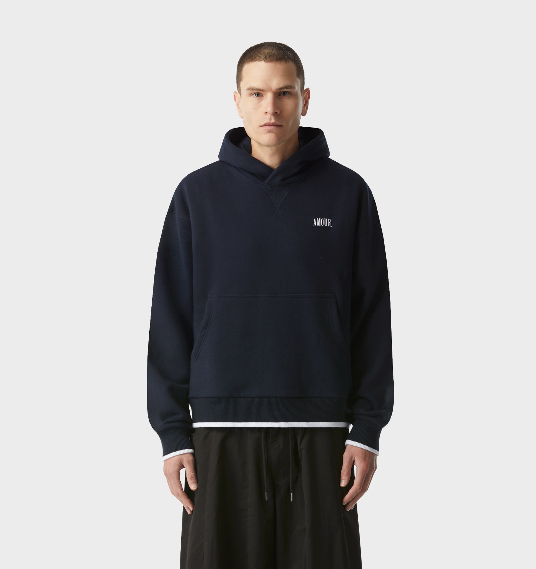 Box Crop Hood - Navy/White | I Love Ugly