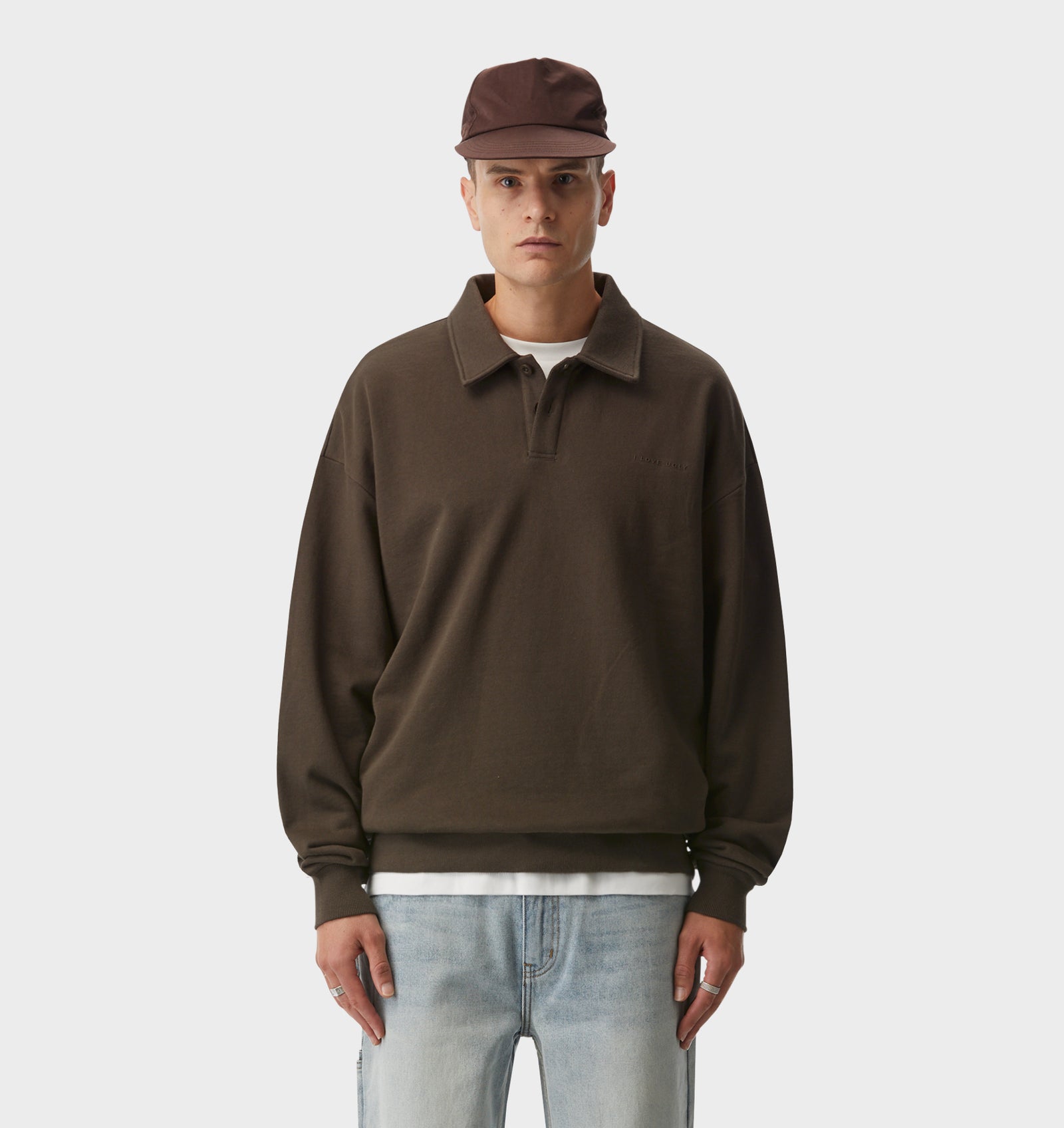 Aldern Pullover Sweatshirt in Burnt Olive Green | I Love Ugly