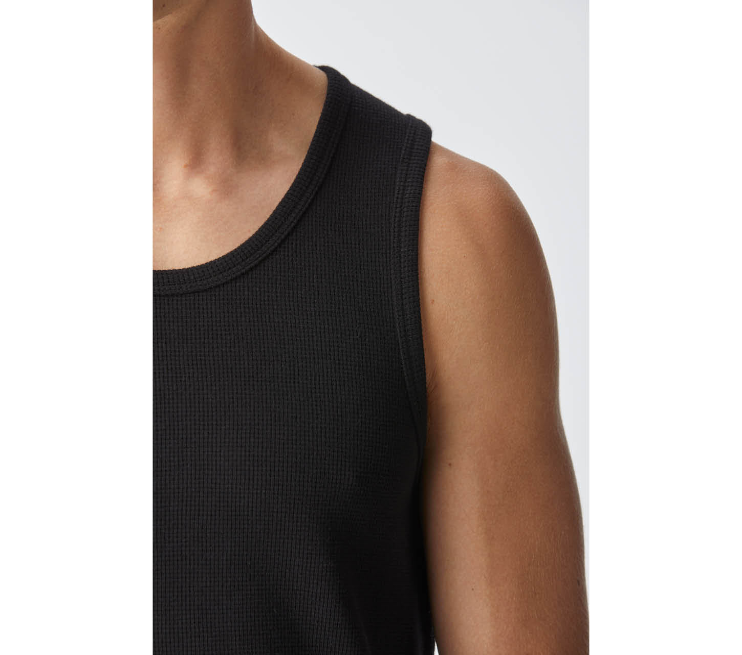 Waffle Tank Top - Black