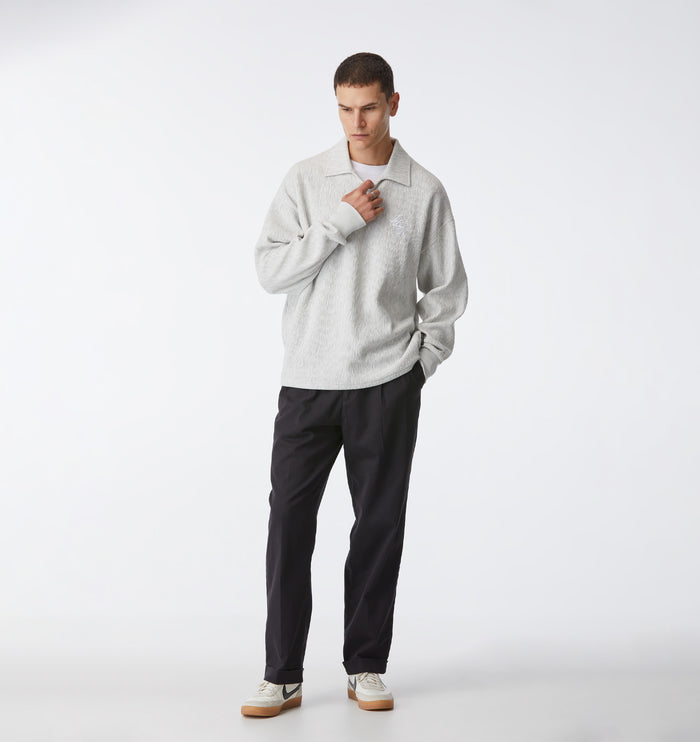 Josiah Long Sleeve Polo Shirt in Stone Marle | I Love Ugly