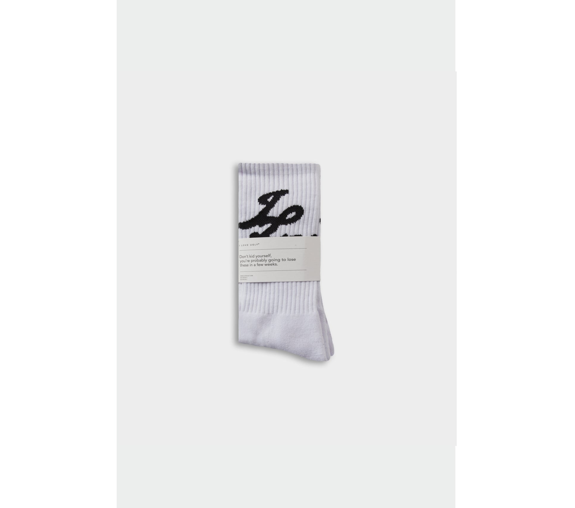 Initial Sock in White | I Love Ugly
